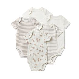 Tchibo - 5 Baby-Bodys mit Mitwachsfunktion - Baby - Gr. 50/56 - wei&szlig;/print