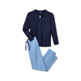 Tchibo - Pyjama mit gewebter Hose - Herren - Gr. L - dunkelblau