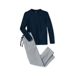 Tchibo - Pyjama mit gewebter Hose - Herren - Gr. XL - dunkelblau/gestreift