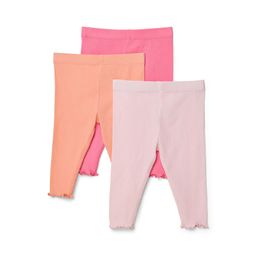 Tchibo - 3 Kinder-Rippleggings in &frac34;-L&auml;nge - M&auml;dchen - Gr. 98/104 - rosa