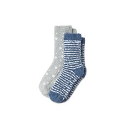 Tchibo - 2 Paar Kuschelsocken - M&auml;dchen - Gr. 27-30 - wei&szlig;/gestreift