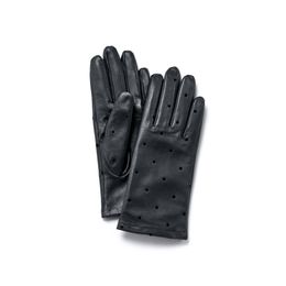 Tchibo - Lederhandschuhe mit Flockprint - Damen - Gr. 7,5 - schwarz/gepunktet