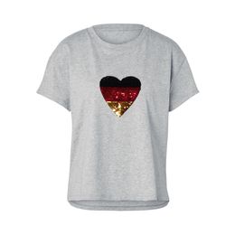 Tchibo - Sportshirt &raquo;Fu&szlig;ballliebe&laquo; - Damen - Gr. L - hellgrau/print