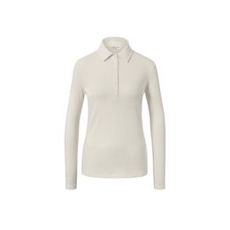Tchibo - Geripptes Langarmshirt mit Polokragen - Damen - Gr. M - creme