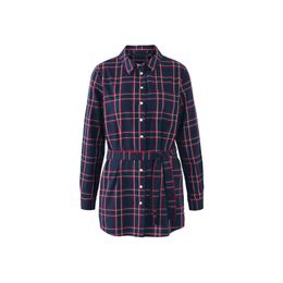 Tchibo - Karierte Longbluse aus Baumwoll-Flanell - Damen - Gr. 38 - dunkelblau/kariert