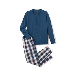 Tchibo - Pyjama mit gewebter Hose - Herren - Gr. S - wei&szlig;/kariert