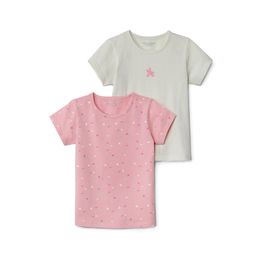 Tchibo - 2 Kinder-T-Shirts - M&auml;dchen - Gr. 110/116 - wei&szlig;