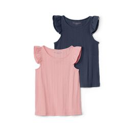 Tchibo - 2 Kinder-Shirts mit Ajourmuster - M&auml;dchen - Gr. 122/128 - blau