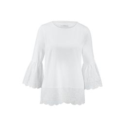 Tchibo - Halbarmshirt mit Volant und Lochstickerei - Damen - Gr. M - wei&szlig;