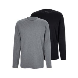 Tchibo - 2 Langarm-Shirts - Herren - Gr. L - schwarz