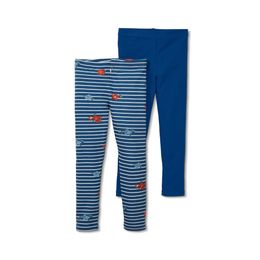 Tchibo - 2 Leggings - M&auml;dchen - Gr. 122/128 - blau/gestreift