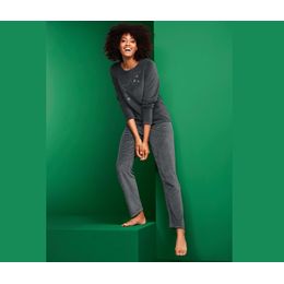 Tchibo - Nicki-Pyjama - Damen - Gr. XL - silber/gestreift