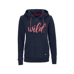 Tchibo - Kapuzensweatshirt mit Text-Print - Damen - Gr. M - dunkelblau/print