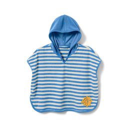 Tchibo - Kinder-Frottierponcho - Gr. 110/116 - wei&szlig;/gestreift