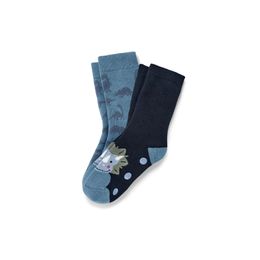 Tchibo - 2 Paar Kinder-Antirutsch-Socken - Kinder - Gr. 31-34 - dunkelblau/jacquard