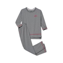 Tchibo - Pyjama mit feinen Streifen - Damen - Gr. L - schwarz/gestreift