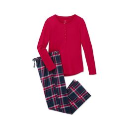 Tchibo - Flanell-Pyjama - Damen - Gr. XL - wei&szlig;/kariert