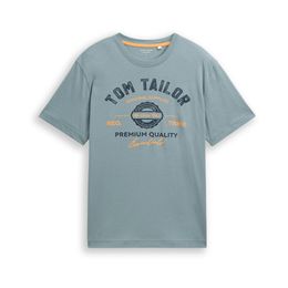 Tom Tailor T-Shirt mit Logo - Herren - Gr. S - grau/print