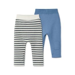Tchibo - 2 Baumwoll-Sweat-Schlupfhosen - Baby - Gr. 50/56 - beige/gestreift