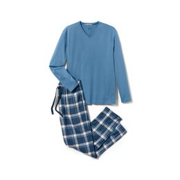 Tchibo - Pyjama mit Flanellhose - Herren - Gr. S - dunkelblau/kariert