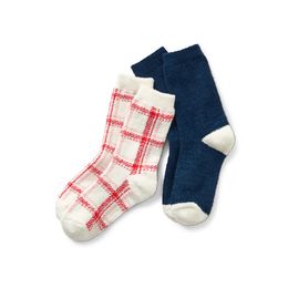 Tchibo - 2 Paar Kuschelsocken - Damen - Gr. 35-38 - wei&szlig;/kariert