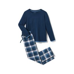Tchibo - Kinder-Flanellpyjama - Jungen - Gr. 122/128 - dunkelblau/kariert