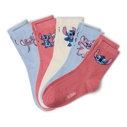 Tchibo - 5 Paar Kinder-Str&uuml;mpfe Stitch - M&auml;dchen - Gr. 31-34 - blau