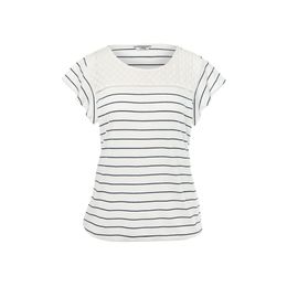 Tchibo - Shirt mit Lochstickerei - Damen - Gr. L - dunkelblau/gestreift