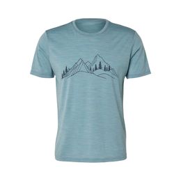 Tchibo - T-Shirt mit Merinowolle - Herren - Gr. S - t&uuml;rkis/print