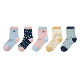 Tchibo - 5 Paar Socken - M&auml;dchen - Gr. 27-30 - dunkelblau/gebl&uuml;mt