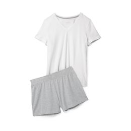 Tchibo - Shorty-Pyjama - Damen - Gr. L - wei&szlig;/gestreift
