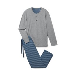Tchibo - Pyjama - Herren - Gr. S - hellgrau/gestreift