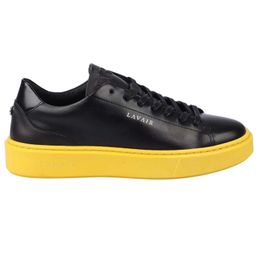 Lavair - "Luna" Sneaker f&uuml;r Herren, Nappaleder, Plattform-Absatz (Schwarz/Gelb)
