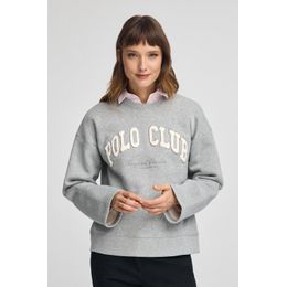 Sweatshirt grau meliert im Loose Fit mit Logo Established 2012 Polo Club