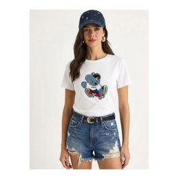 Besticktes Rundhals-T-Shirt