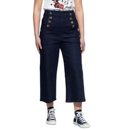 Queen Kerosin Damen Capri Jeans dunkelblau
