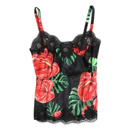 Dolce & Gabbana Blumenseiden-Top mit Spitze