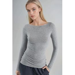 Boots-Ausschnitt Langarm Leichte Bluse
