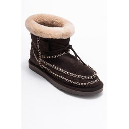 Jorel Leder Gef&uuml;tterter Stiefelette