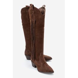 Rios Leder Fransen Kniehoher Stiefel