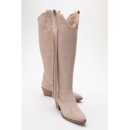 Rios Leder Fransen Kniehoher Stiefel