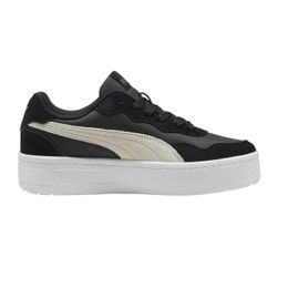 Puma - "Court Lally Skye" Sneaker f&uuml;r Damen, Leder, Plattform-Absatz (Wellenblau/Steingrau)