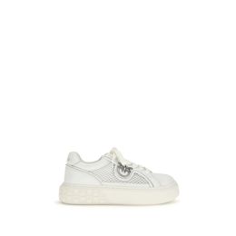 Pinko Wei&szlig;e Kalbleder Bos Taurus Plattform Sneakers