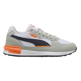 Puma - "Graviton" Sneaker f&uuml;r Kinder, Wildleder, niedrig geschnitten (Puma Wei&szlig;/Marine/Grau)