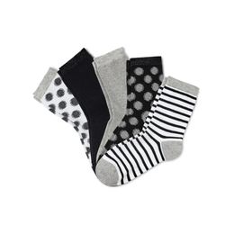 Tchibo - 5 Paar Socken - M&auml;dchen - Gr. 31-34 - schwarz/gepunktet