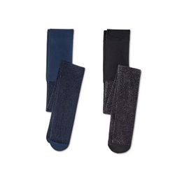 Tchibo - 2 Glitzerstrumpfhosen - M&auml;dchen - Gr. 122/128 - dunkelblau