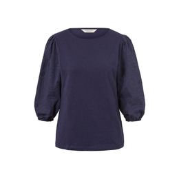 Tchibo - Shirt mit Lochstickerei - Damen - Gr. L - dunkelblau