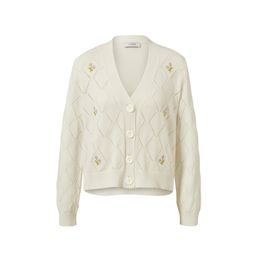Tchibo - Cardigan mit Blumenstickerei - Damen - Gr. S - creme