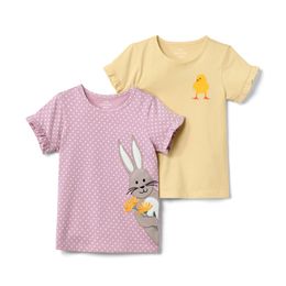 Tchibo - 2 Kleinkinder-T-Shirts - M&auml;dchen - Gr. 122/128 - wei&szlig;