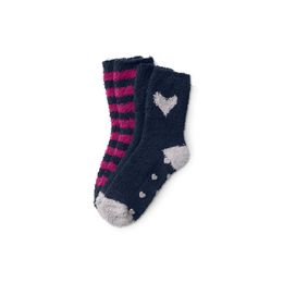 Tchibo - 2 Paar Kuschelsocken - M&auml;dchen - Gr. 35-38 - dunkelblau/gestreift